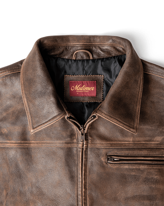 Aged Heavy Wash Leather Jacket – Mutimer