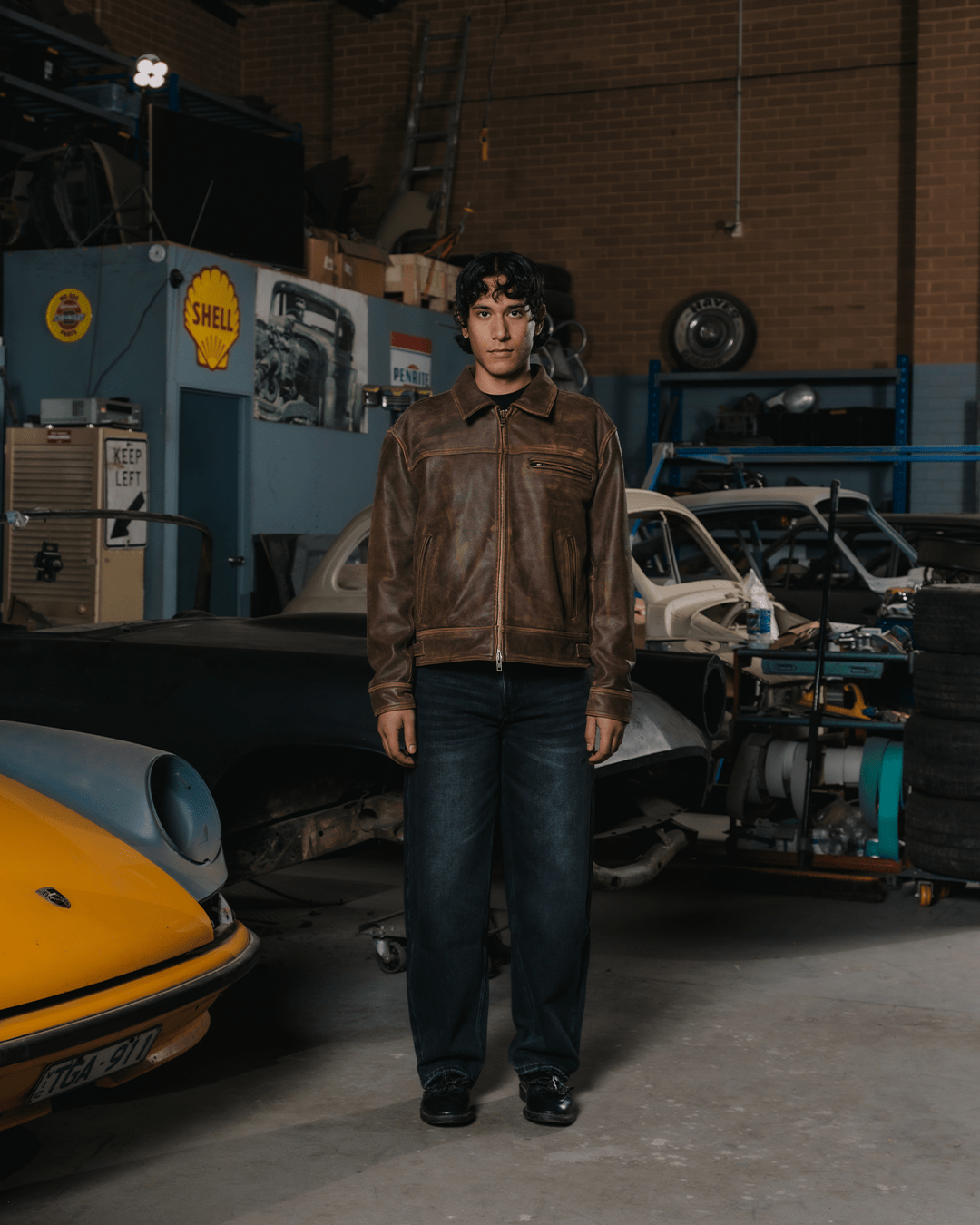 Aged Heavy Wash Leather Jacket – Mutimer